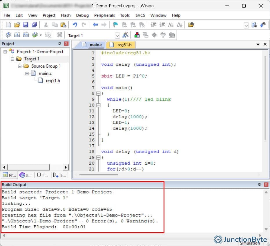 How to Program 8051 Microcontroller in Keil µVision? | JunctionByte