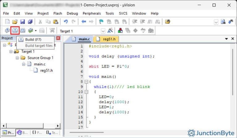 How to Program 8051 Microcontroller in Keil µVision? | JunctionByte